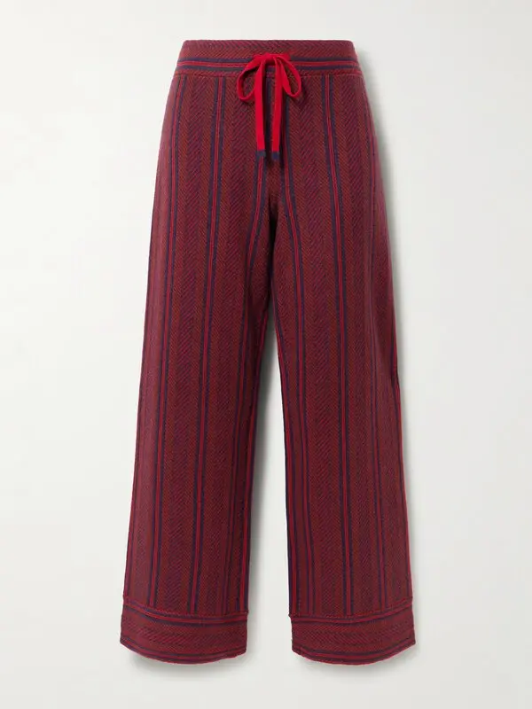 Guest In Residence Striped Cashmere Wide-leg Sweatpants - Red