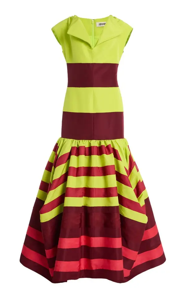 Christopher John Rogers Colorblocked Silk Umbrella Gown - Multi