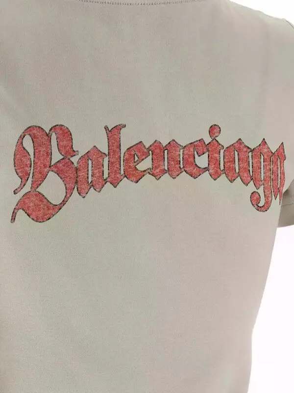 Balenciaga Logo-print Crew Neck T-shirt - Neutrals