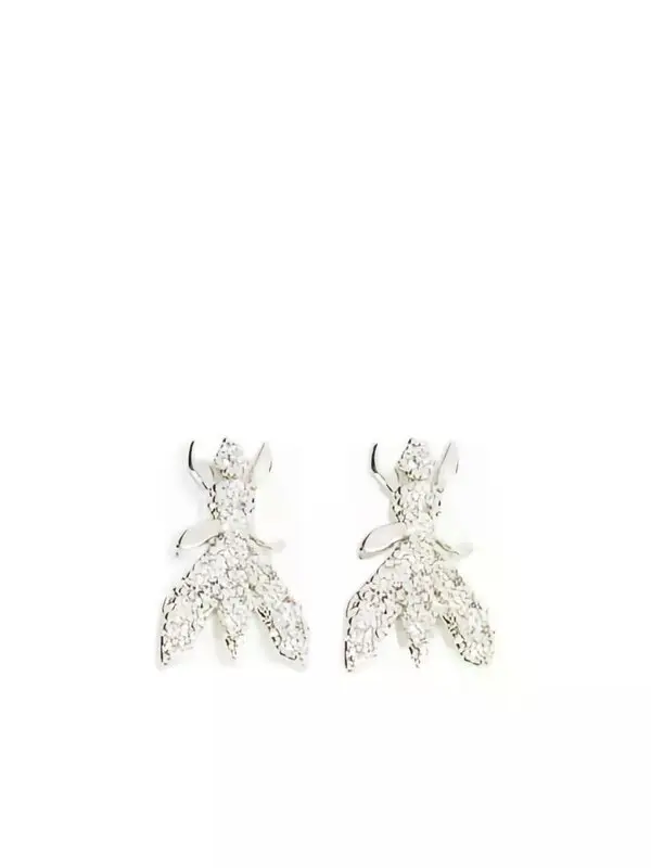 Patrizia Pepe Rhinestone-embellished Brass Earrings - Silver