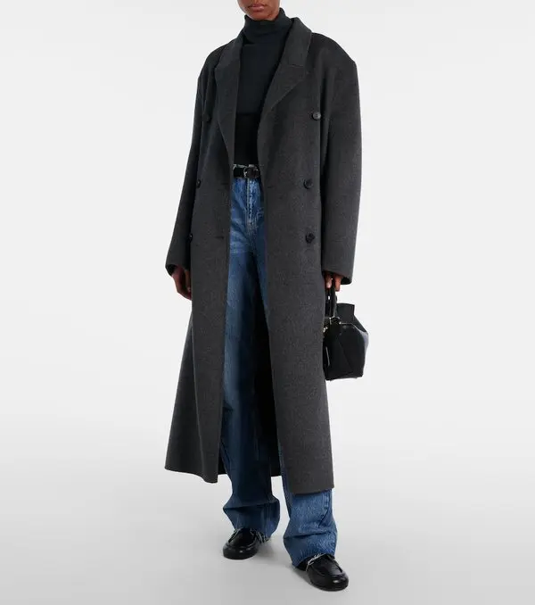 THE FRANKIE SHOP Gaia Double-breasted Wool-blend Coat - Grey