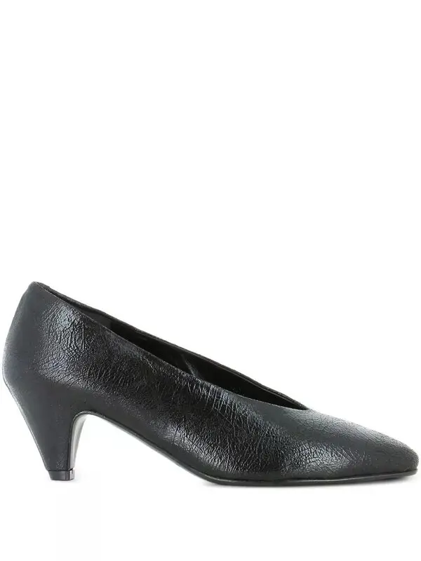 DEL CARLO Crackle Effect Leather Pointed Toe Cone Heel Pumps