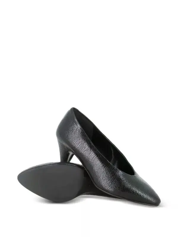 DEL CARLO Crackle Effect Leather Pointed Toe Cone Heel Pumps