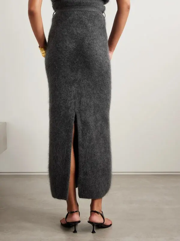 Adam Lippes Belted Brushed-cashmere Midi Skirt