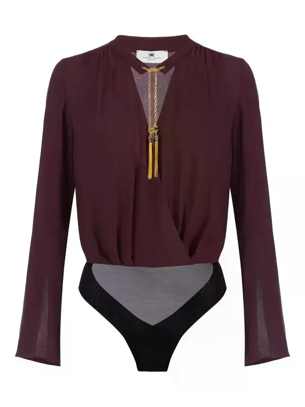 Elisabetta Franchi Georgette Jewel-detail Bodysuit - Red