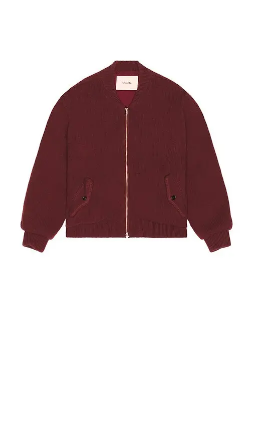 VOWELS Knitted Bomber Jacket - Red