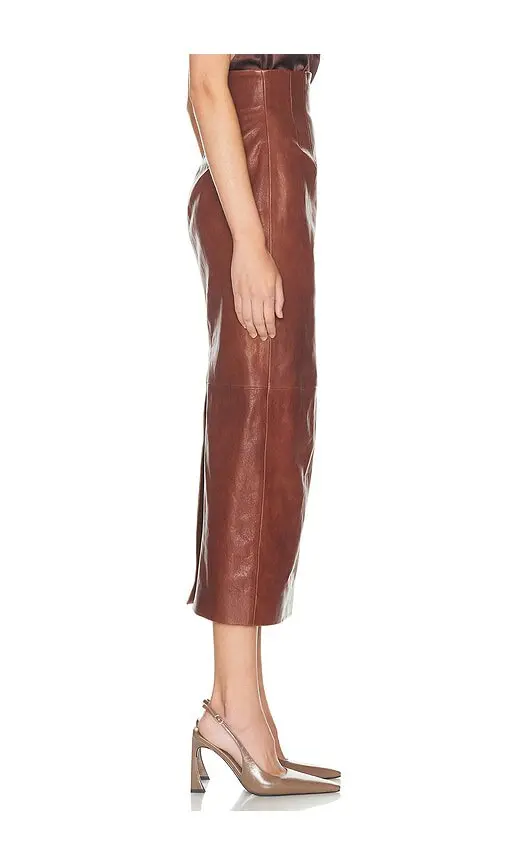 HELSA The Svelte Leather Midi Skirt