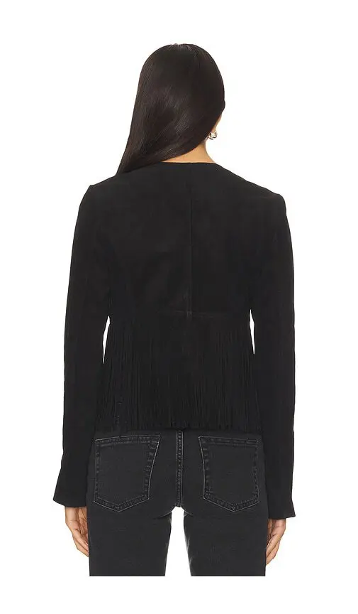 FRAME The Saddle Jacket In Calf Leather With Fringe Detail