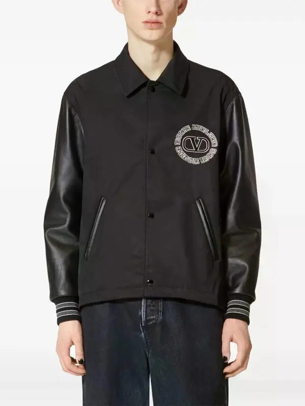 Valentino Garavani Nylon And Leather Sports Jacket