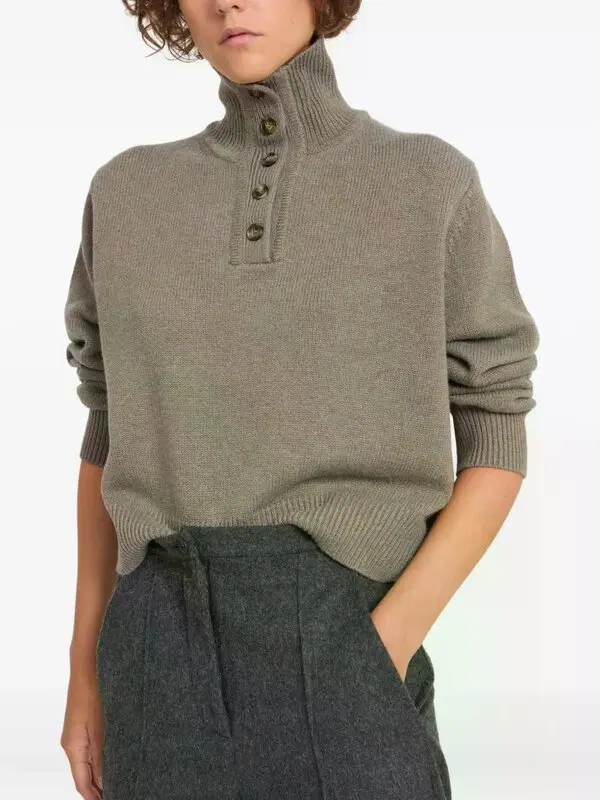 YVES SALOMON High-neck Buttoned Wool/cashmere Sweater