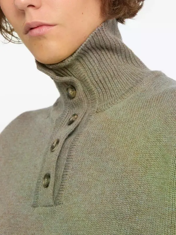 YVES SALOMON High-neck Buttoned Wool/cashmere Sweater