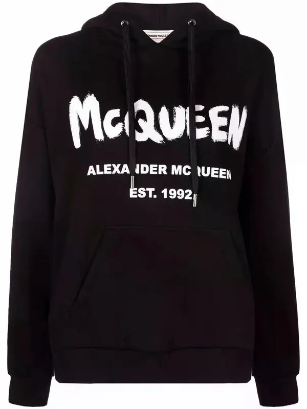 Alexander McQueen Logo-print Cotton Hoodie - Black