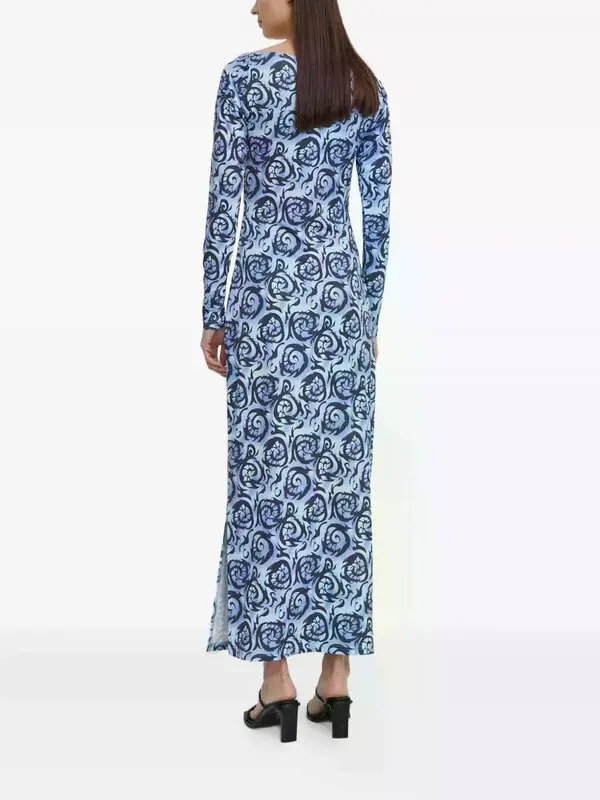RÉSUMÉ All-over Pattern Cut-out Long-sleeved Maxi Dress