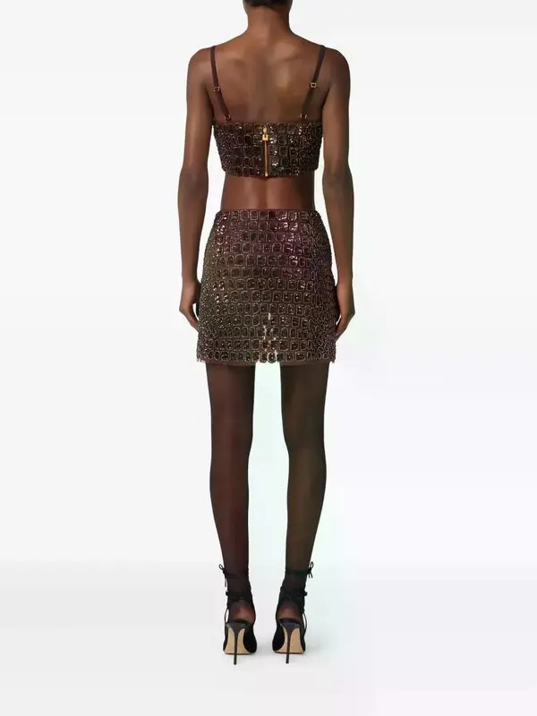 Elisabetta Franchi Crocodile-effect Embroidered Mini Skirt