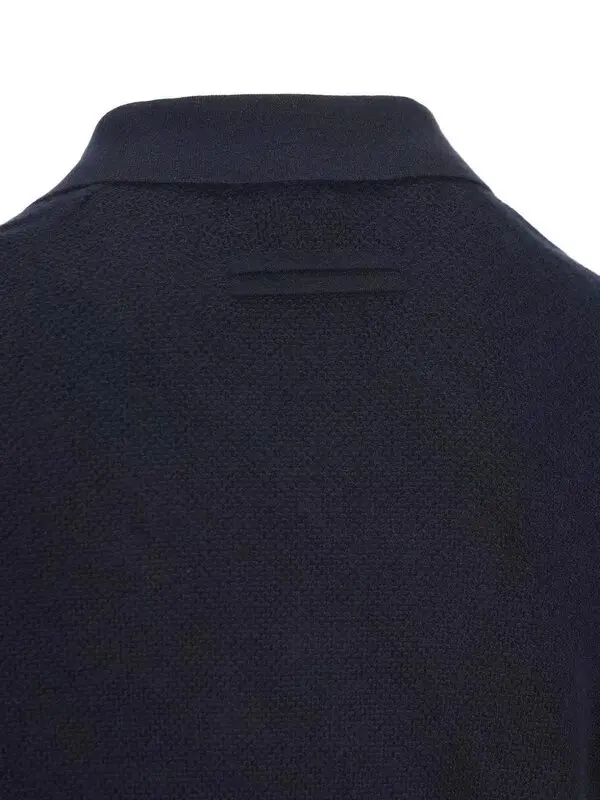 Zegna Open-collar Cashmere Polo Shirt - Blue