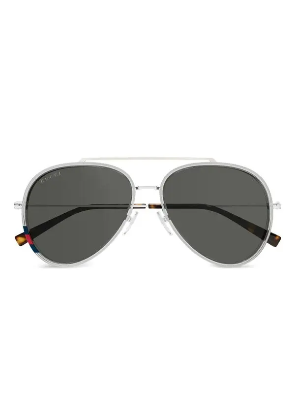 Gucci Gg1981s Pilot-frame Sunglasses - Silver