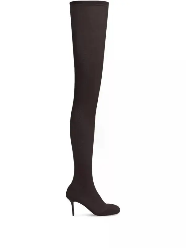 COURREGES Square-toe Mesh Thigh High Boots - Brown