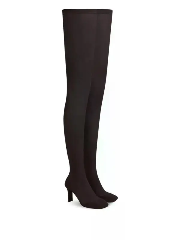 COURREGES Square-toe Mesh Thigh High Boots - Brown