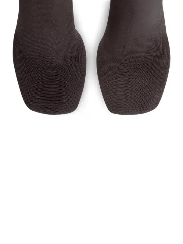 COURREGES Square-toe Mesh Thigh High Boots - Brown