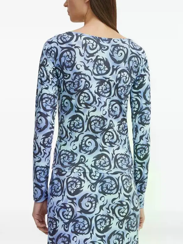 RÉSUMÉ Square Neck Printed Long Sleeve Top