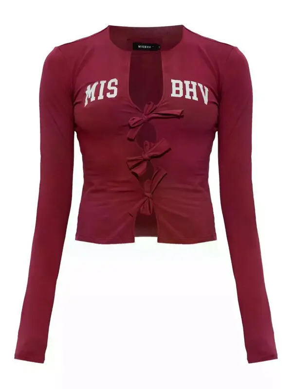 MISBHV Bow Detail Long Sleeve Blouse - Red