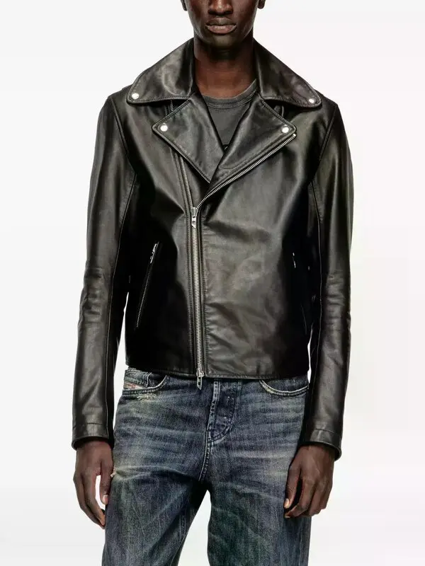 DIESEL® L-eo-wrd Leather Jacket - Black