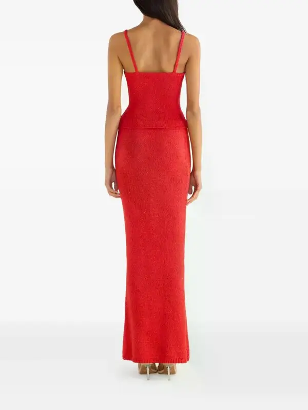 ASTA RESORT Carolina Sequin Embellished V-neck Top - Red