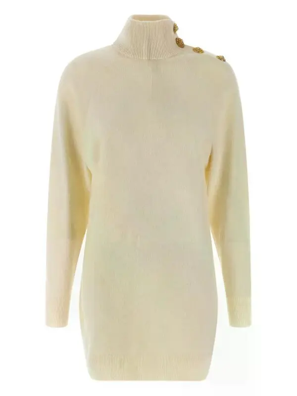 Balmain High-neck Button Detailed Mini Dress