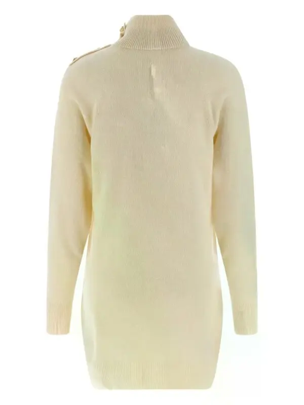 Balmain High-neck Button Detailed Mini Dress