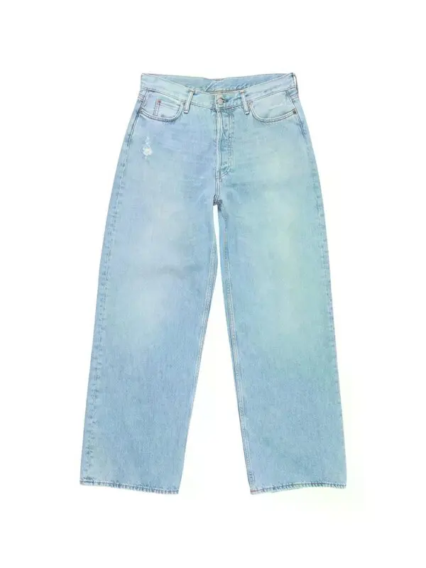 Acne Studios Distressed Logo Patch Jeans - Blue