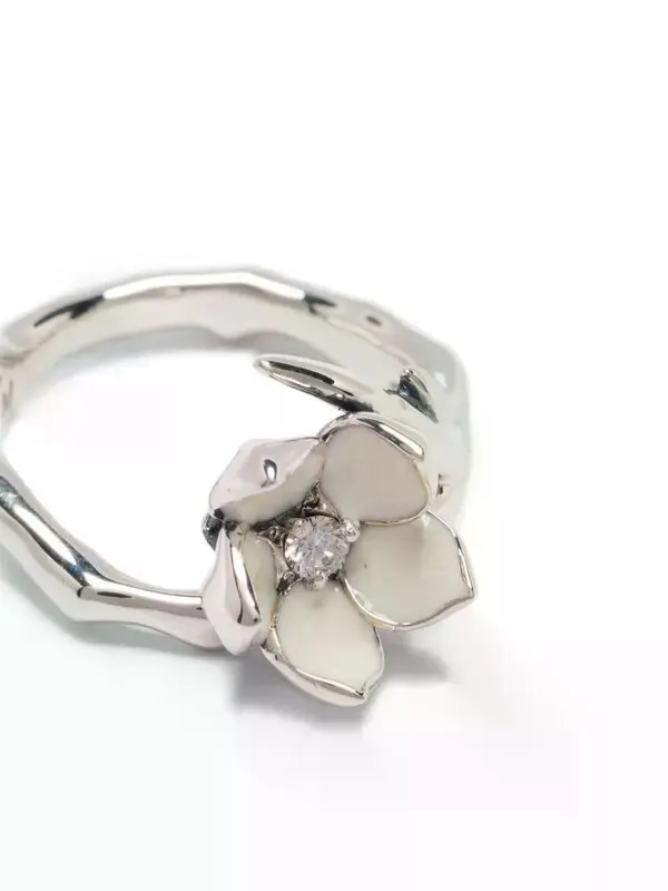 SHAUN LEANE Sterling White Diamond Flower Ring - Silver