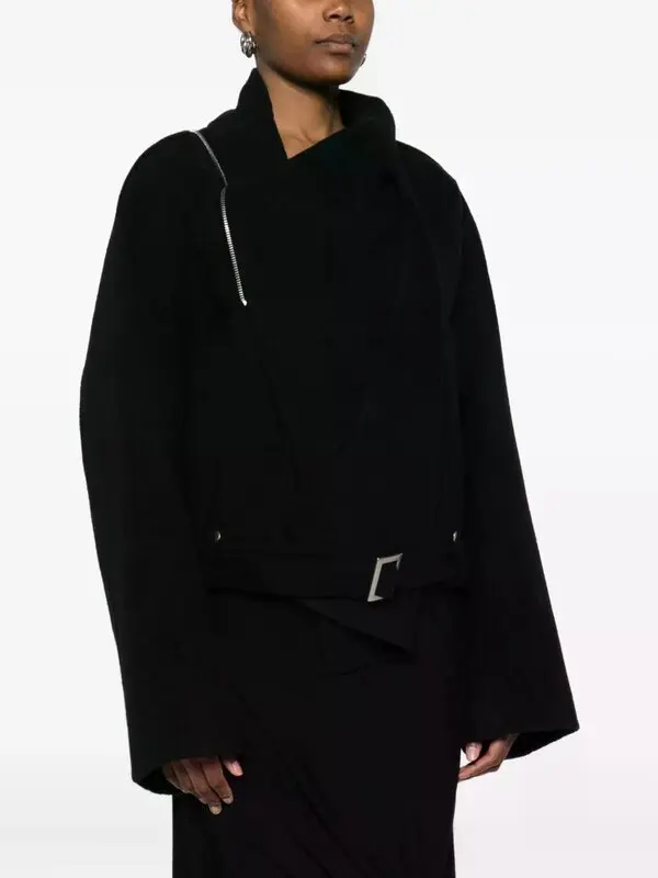 Rick Owens Cropped Scarf Flight Biker Jacket - Black