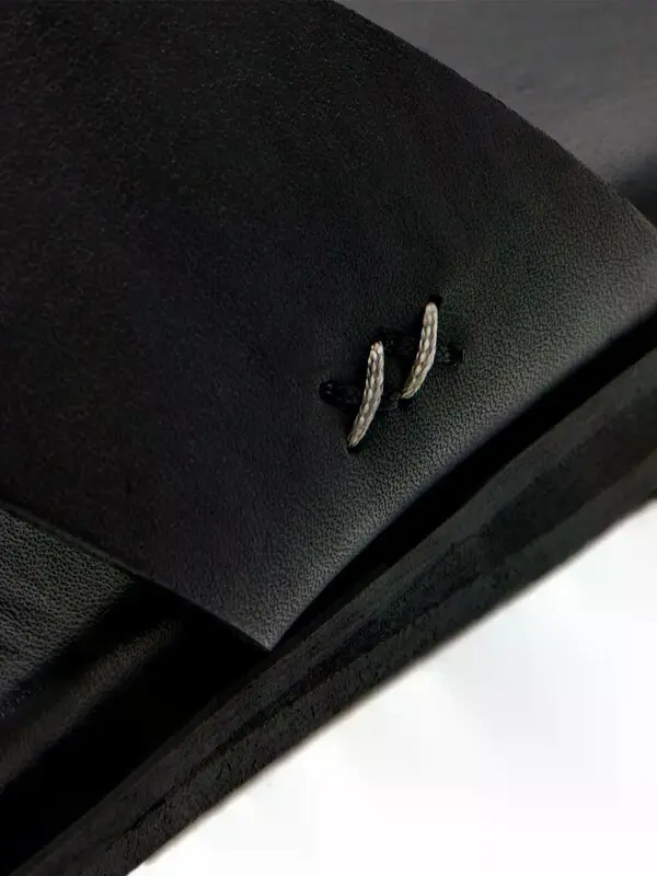 FORSA Leather Slip-on Slides With Embossed Detailing - Black
