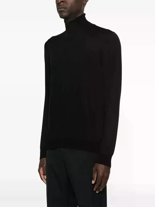 GIUUNO Fine Knit Roll Neck Sweater - Black