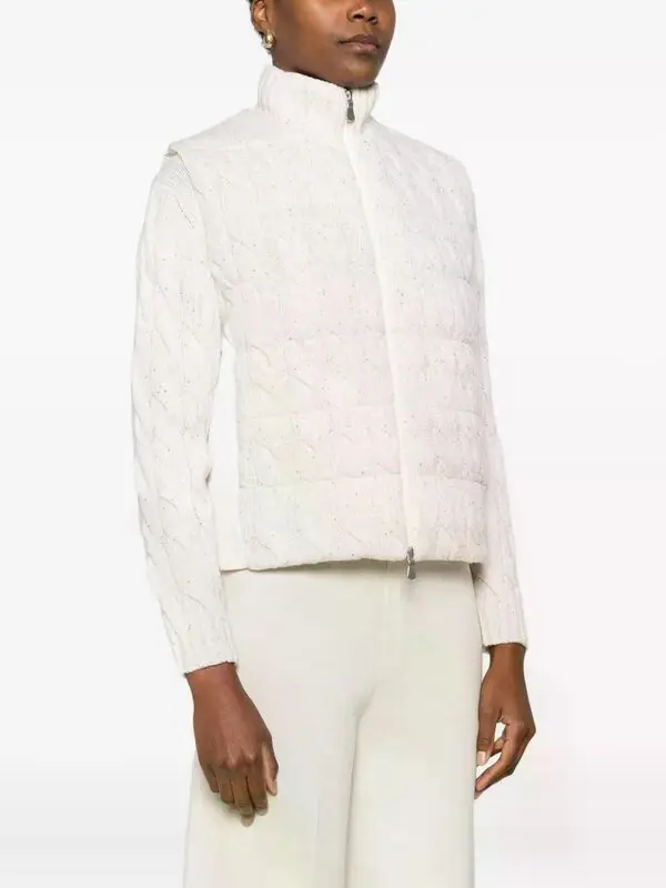 GRAN SASSO Zip-up Cable Knit Vest - Neutrals
