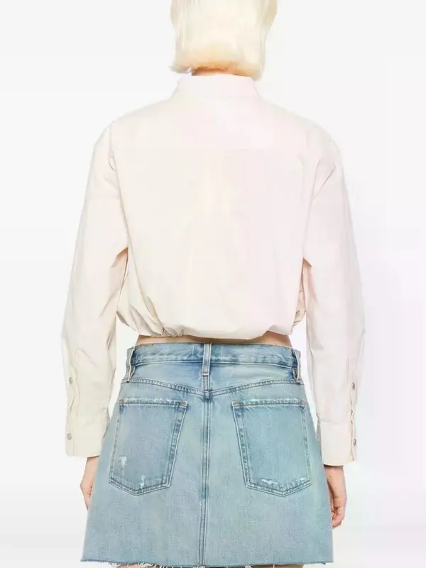 AGNES B. Cropped Shirt With Drawstring Hem - Neutrals