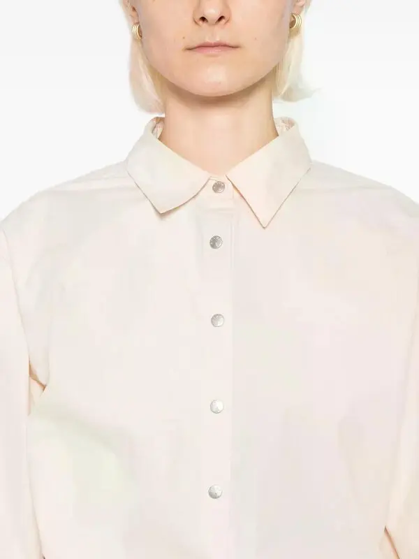 AGNES B. Cropped Shirt With Drawstring Hem - Neutrals