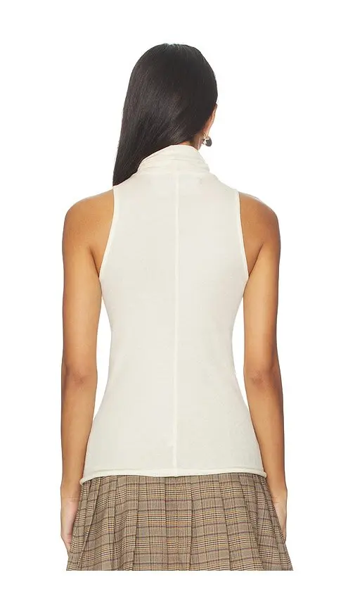 Enza Costa Sleeveless Turtleneck Top - Neutral