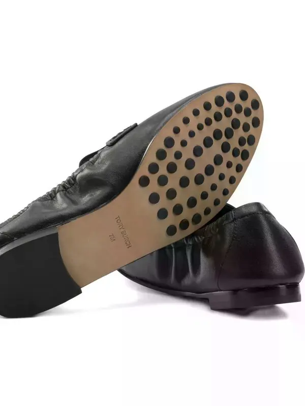 Tory Burch Ballet Loafer With Metal Double T Detailing - Black