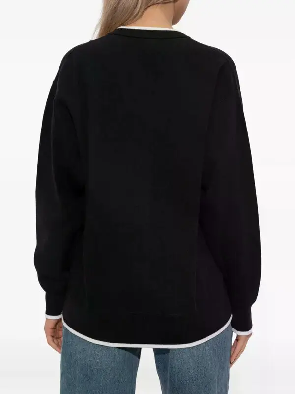 Kenzo Appliqué Trimmed Wool And Cotton Blend Cardigan - Black