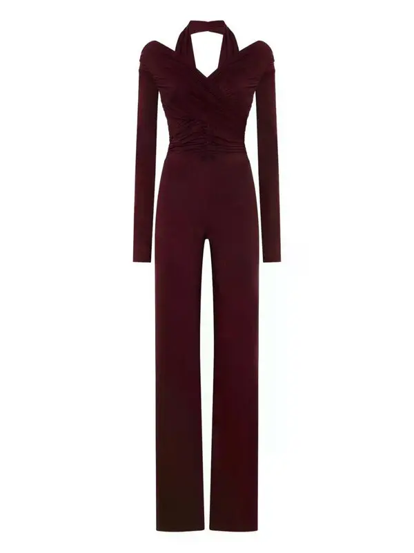 Andamane The Attico Yvonne Draped Halterneck Jumpsuit - Red