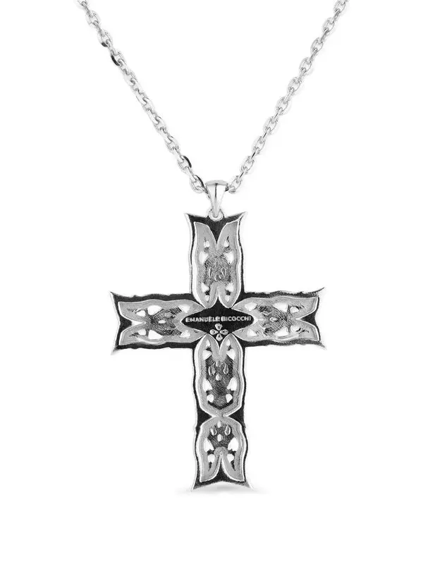 Emanuele Bicocchi Tone Cross Pendant Necklace - Silver