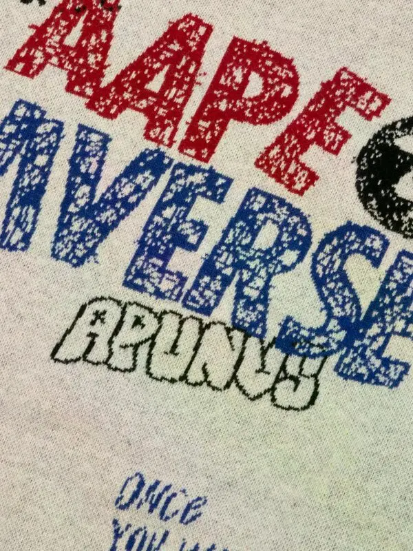 AAPE BY *A BATHING APE Graphic Print Crew Neck Long Sleeve Sweater - Neutrals