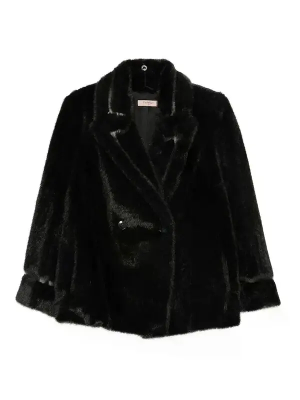 TWINSET Double-breasted Faux Fur Coat