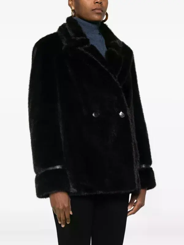 TWINSET Double-breasted Faux Fur Coat