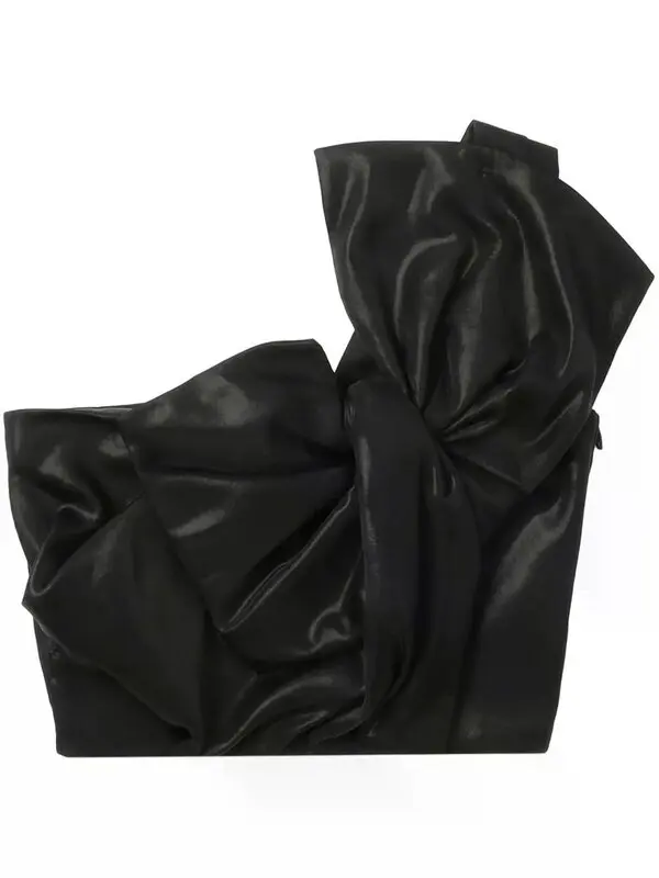 JUUN.J One-shoulder Crop Top With Bow Detailing - Black