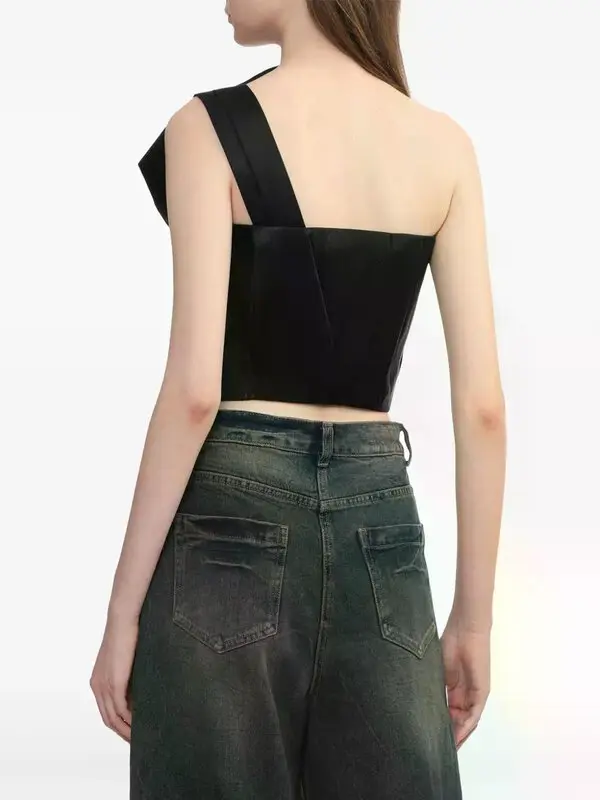 JUUN.J One-shoulder Crop Top With Bow Detailing
