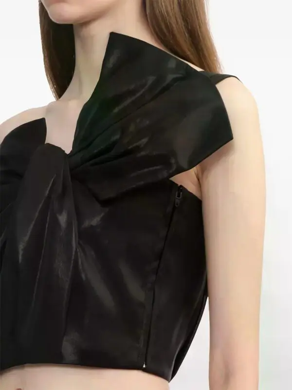 JUUN.J One-shoulder Crop Top With Bow Detailing