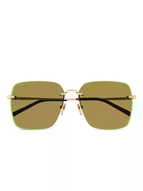 Gucci Rimless Square Frame Sunglasses - Green