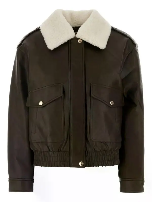 Michael Kors Shearling Collar Leather Jacket - Brown